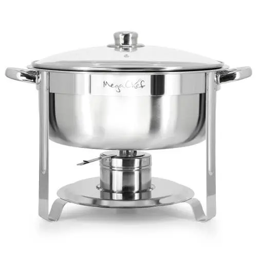 MEGACHEF 7.9 Quart Round Stainless Steel Professional Chafing Dish/food Warmer/buffet Server Serving Trays