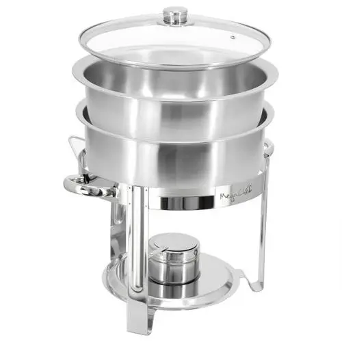 MEGACHEF 7.9 Quart Round Stainless Steel Professional Chafing Dish/food Warmer/buffet Server Serving Trays
