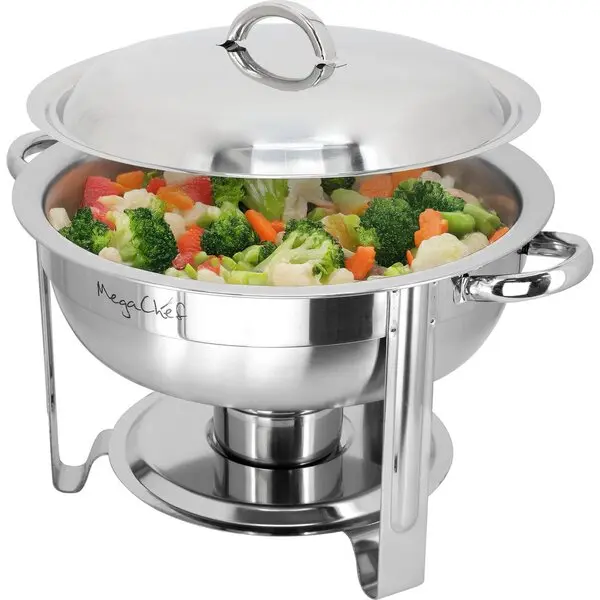 MEGACHEF 5.3 Quart Round Stainless Steel Professional Chafing Dish/food Warmer/buffet Server Serving Trays - Silver