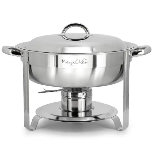 MEGACHEF 5.3 Quart Round Stainless Steel Professional Chafing Dish/food Warmer/buffet Server Serving Trays