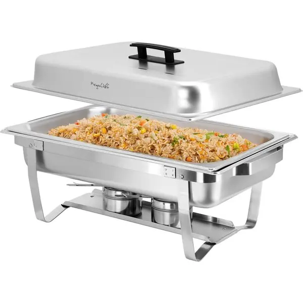 MEGACHEF 9.5 Quart Foldable Stainless Steel Professional Chafing Dish/food Warmer/buffet Server Serving Trays - Silver