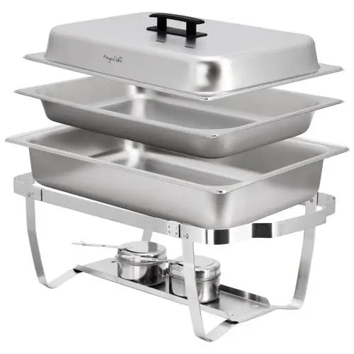 MEGACHEF 9.5 Quart Foldable Stainless Steel Professional Chafing Dish/food Warmer/buffet Server Serving Trays