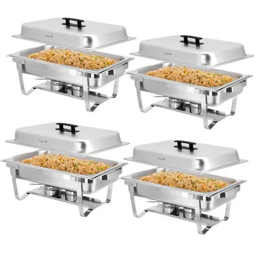 MEGACHEF 9.5 Quart Foldable Stainless Steel Professional Chafing Dish/food Warmer/buffet Server Serving Trays - Silver