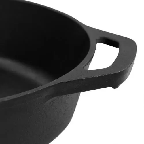 MEGACHEF 12 Inch Round Preseasoned Cast Iron Frying Pan - Black