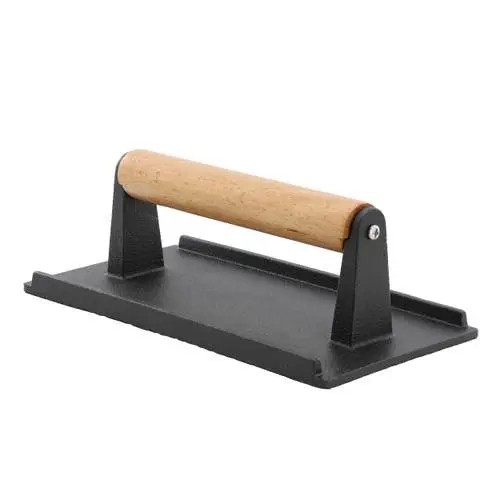 MEGACHEF 8 X 4 Inch Rectangle Heavy Duty Cast Iron Grill Press - Black