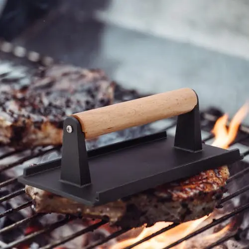MEGACHEF 8 X 4 Inch Rectangle Heavy Duty Cast Iron Grill Press