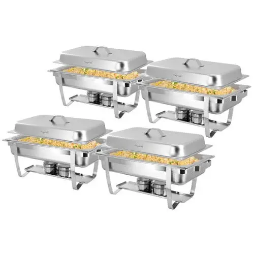 MEGACHEF 9.5 Quart Stackable Stainless Steel Professional Chafing Dish/food Warmer/buffet Server Serving Trays - Silver