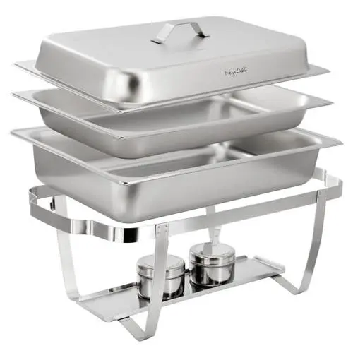 MEGACHEF 9.5 Quart Stackable Stainless Steel Professional Chafing Dish/food Warmer/buffet Server Serving Trays