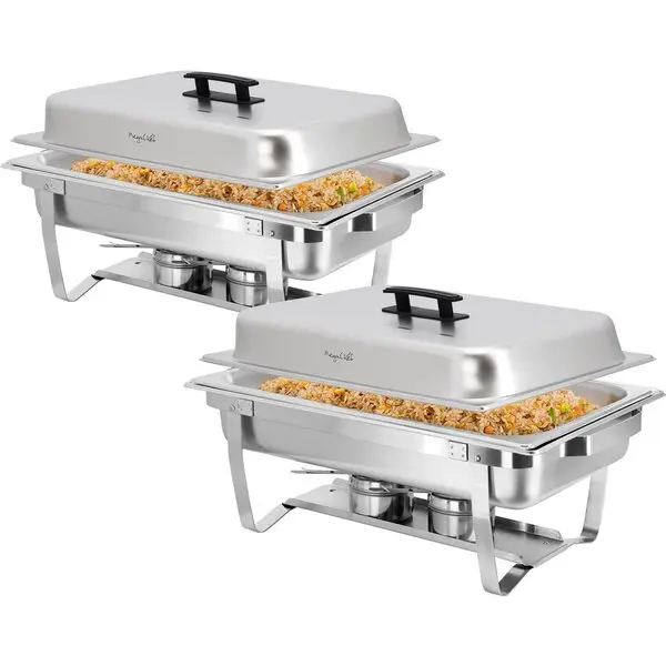 MEGACHEF 9.5 Quart Foldable Stainless Steel Professional Chafing Dish/food Warmer/buffet Server Serving Trays - Silver