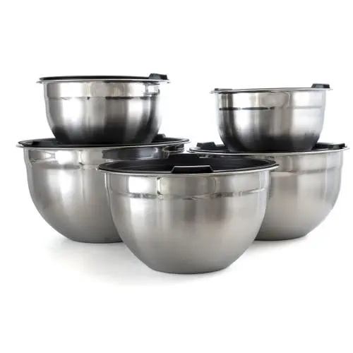 MEGACHEF 5 Piece Multipurpose Stackable Mixing Bowl Set With Lids