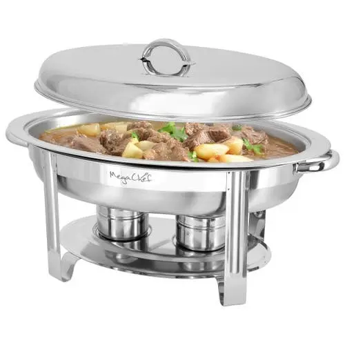 MEGACHEF 5.8 Quart Stainless Steel Oval Professional Chafing Dish/food Warmer/buffet Server Serving Dish - Silver