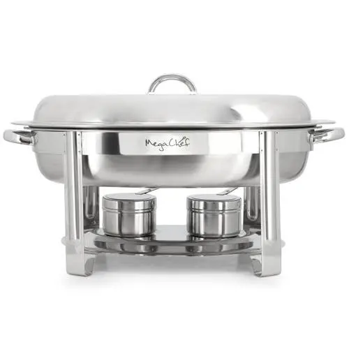 MEGACHEF 5.8 Quart Stainless Steel Oval Professional Chafing Dish/food Warmer/buffet Server Serving Dish