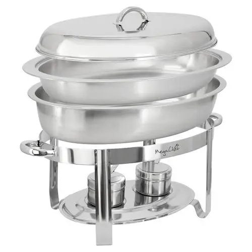 MEGACHEF 5.8 Quart Stainless Steel Oval Professional Chafing Dish/food Warmer/buffet Server Serving Dish