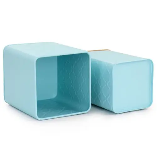 MEGACHEF 3 Piece Square Iron Kitchen Canister Set With Wood Lids