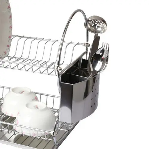 MEGACHEF Plated 17.5 Inch Two Shelf Dish Rack