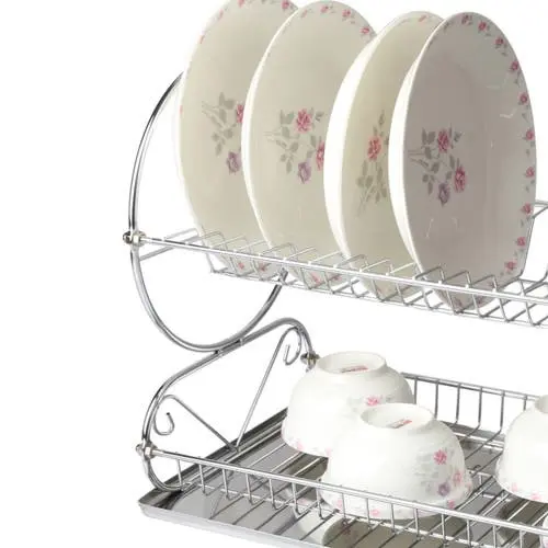 MEGACHEF Plated 17.5 Inch Two Shelf Dish Rack