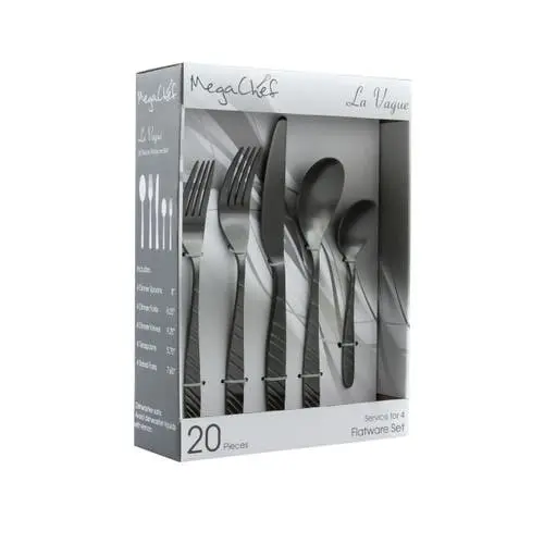 MEGACHEF La Vague 20 Piece Flatware Utensil Set - Matte Black