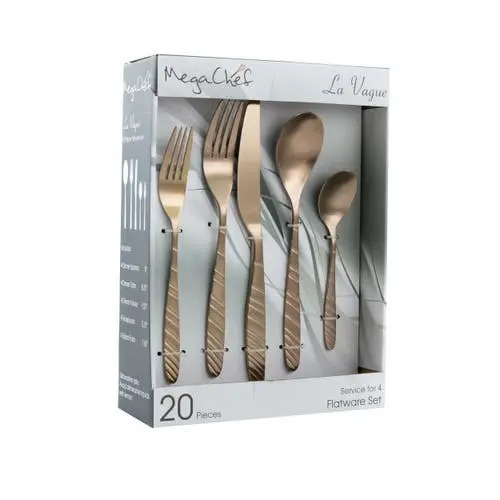 MEGACHEF La Vague 20 Piece Flatware Utensil Set - Matte Rose Gold