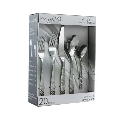 MEGACHEF La Vague 20 Piece Flatware Utensil Set - Silver