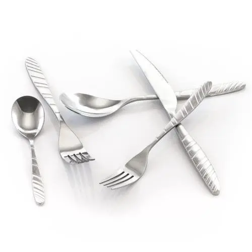 MEGACHEF La Vague 20 Piece Flatware Utensil Set - Silver