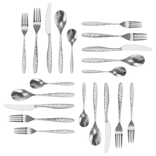 MEGACHEF La Vague 20 Piece Flatware Utensil Set - Silver