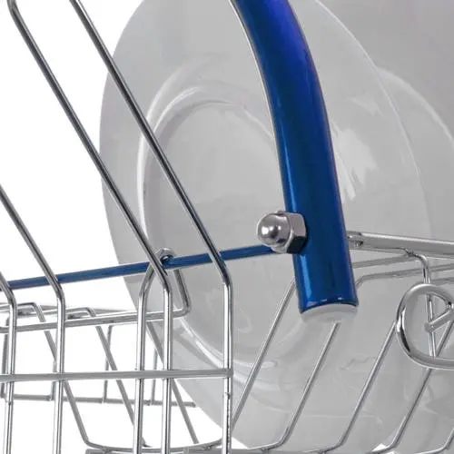 MEGACHEF 16 Inch Two Shelf Iron Wire Dish Rack - Blue
