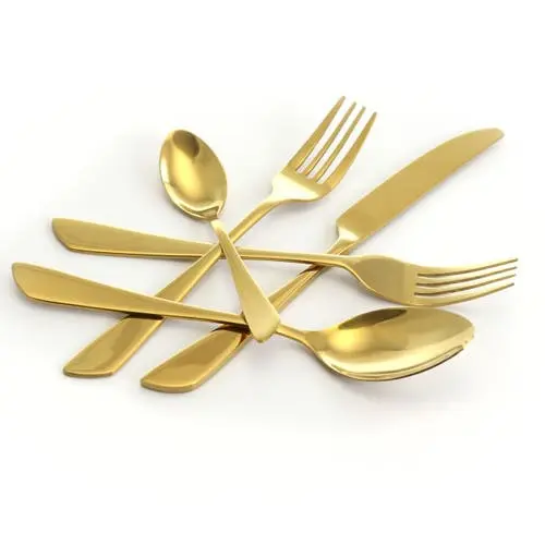 MEGACHEF Gibbous 20 Piece Flatware Utensil Set - Gold