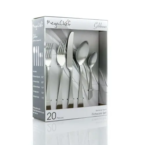 MEGACHEF Gibbous 20 Piece Flatware Utensil Set - Matte Silver