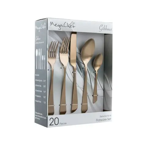 MEGACHEF Gibbous 20 Piece Flatware Utensil Set - Rose Gold Matte