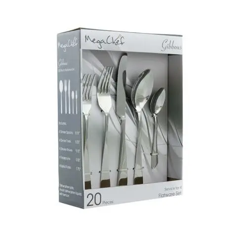 MEGACHEF Gibbous 20 Piece Flatware Utensil Set - Silver