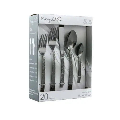 MEGACHEF Baily 20 Piece Flatware Utensil Set - Black