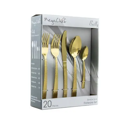 MEGACHEF Baily 20 Piece Flatware Utensil Set - Gold