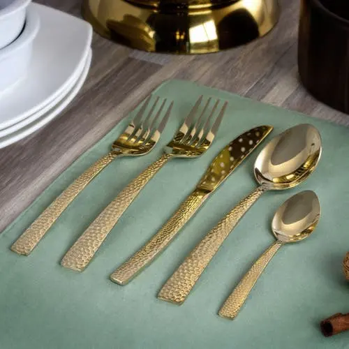 MEGACHEF Baily 20 Piece Flatware Utensil Set - Light Gold