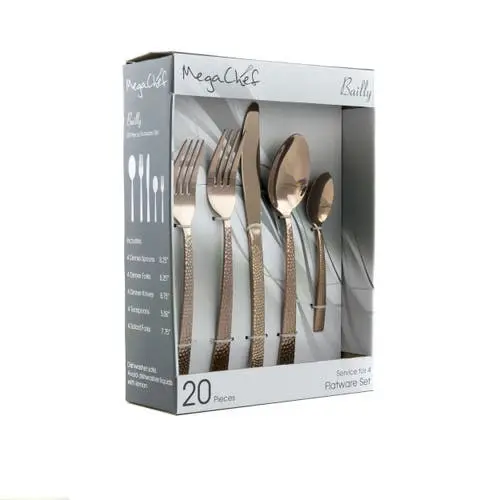 MEGACHEF Baily 20 Piece Flatware Utensil Set - Rose Gold