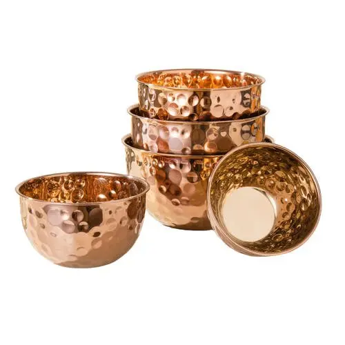 MEGACHEF Hammered Bubble Texture 5 Piece Stainless Steel Serving Bowl Set