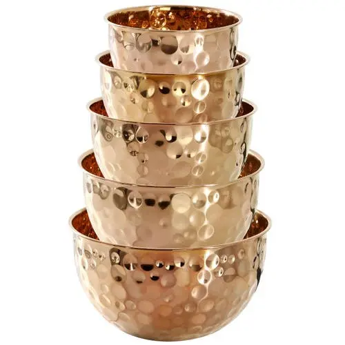 MEGACHEF Hammered Bubble Texture 5 Piece Stainless Steel Serving Bowl Set