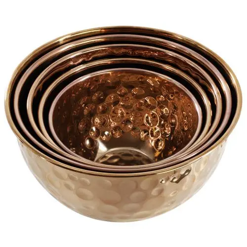 MEGACHEF Hammered Bubble Texture 5 Piece Stainless Steel Serving Bowl Set