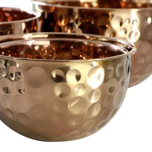 MEGACHEF Hammered Bubble Texture 5 Piece Stainless Steel Serving Bowl Set