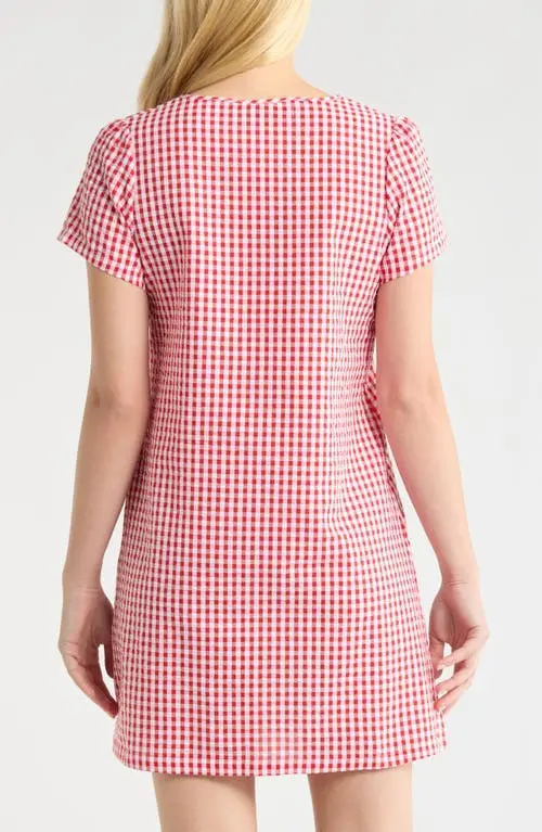 French Connection Gingham Seersucker Nightgown - Red Combo