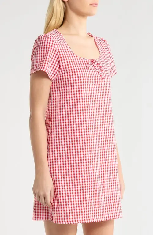 French Connection Gingham Seersucker Nightgown - Red Combo