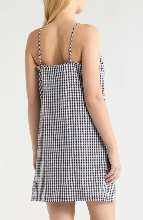French Connection Gingham Seersucker Chemise - Utility Blue Combo