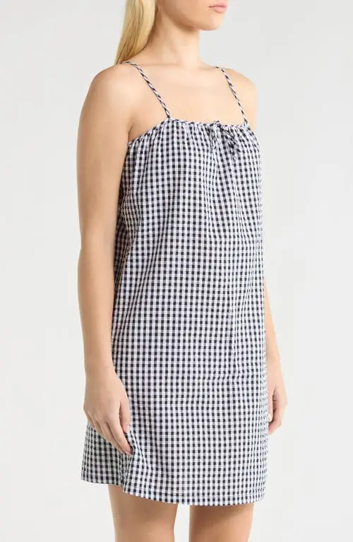 French Connection Gingham Seersucker Chemise - Utility Blue Combo