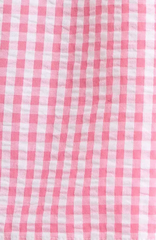 French Connection Gingham Seersucker Cami & Bloomer Short Pajamas - Pink Combo