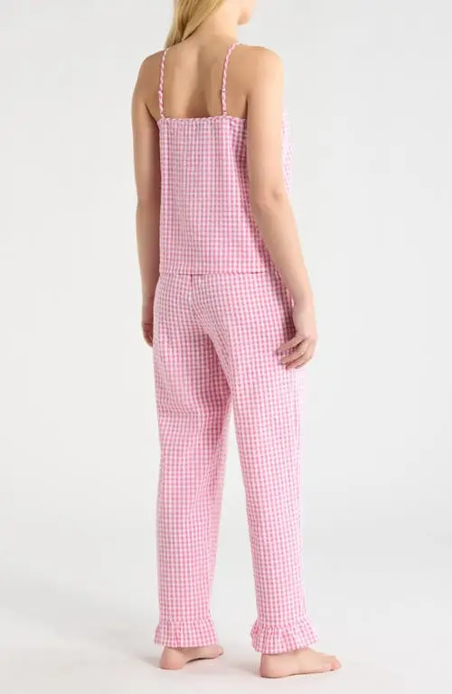 French Connection Gingham Seersucker Cami Pajamas - Pink Combo