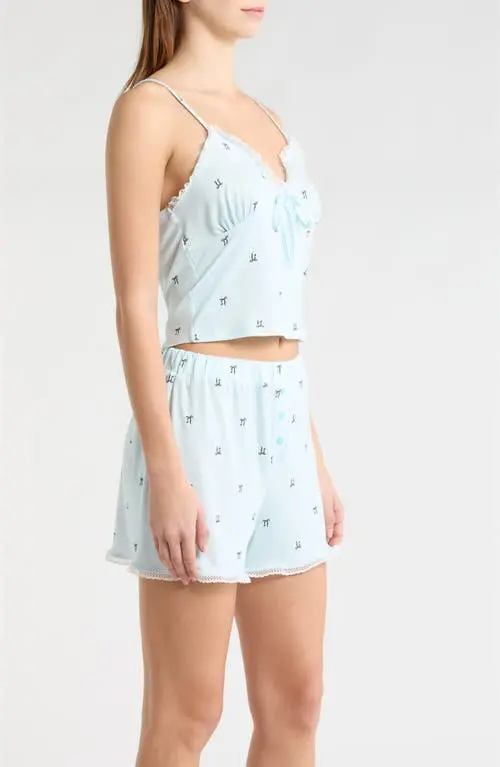French Connection Eyelet Trim Short Pajamas - Blue Bow