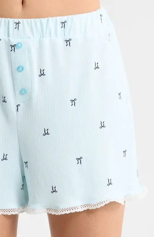 French Connection Eyelet Trim Short Pajamas - Blue Bow