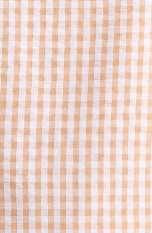 French Connection Gingham Seersucker Bloomer Short Pajamas - Tan Combo