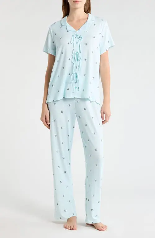 French Connection Bow Detail Pajamas - Blue Bow
