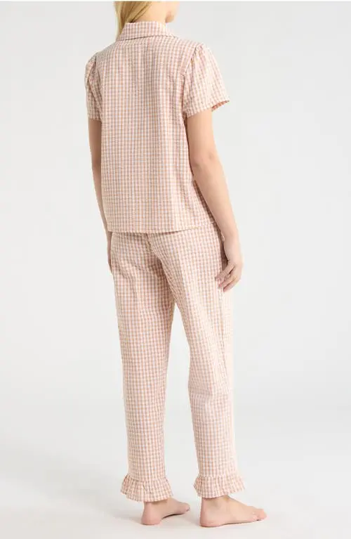 French Connection Gingham Seersucker Pajamas - Tan Combo