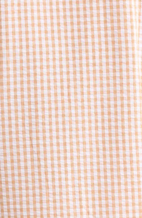 French Connection Gingham Seersucker Pajamas - Tan Combo